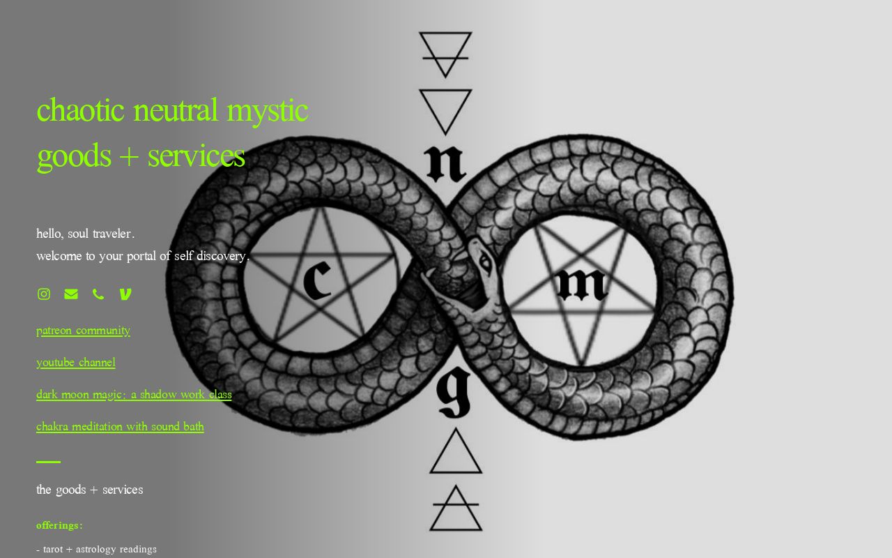 chaotic neutral mystic goods & services